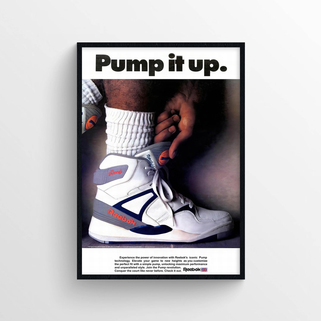 Reebok pump It Up Advertising Poster, 90s Style Shoes Print, Vintage ...