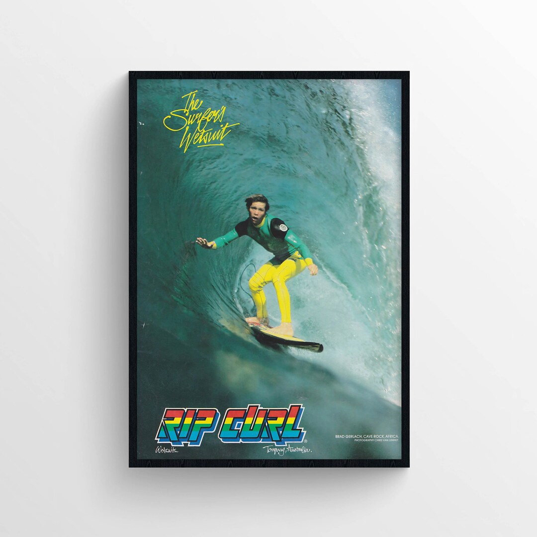 Rip Curl Advertising Poster, 80s Style Surfing Print, Vintage Surf ...