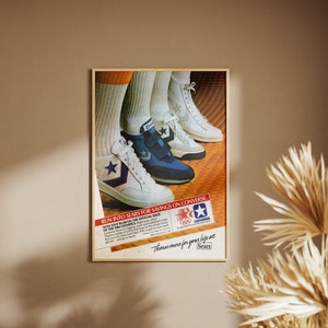 Converse Sneakers Advertising Poster, 1980s Style Shoes Print, Vintage ...