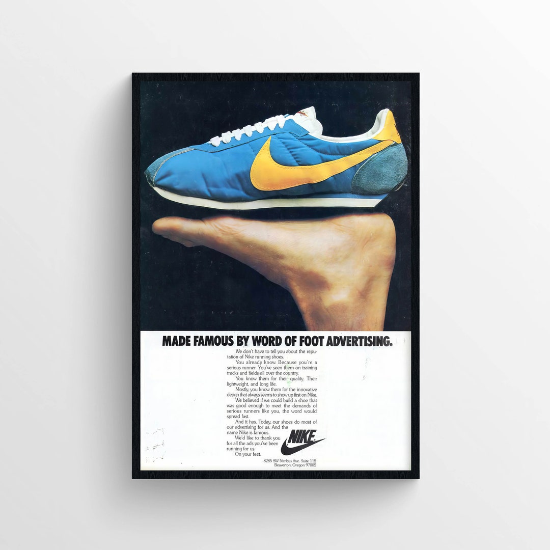 Nike "made Famous by World of Foot Advertising." Poster, 80s Style ...