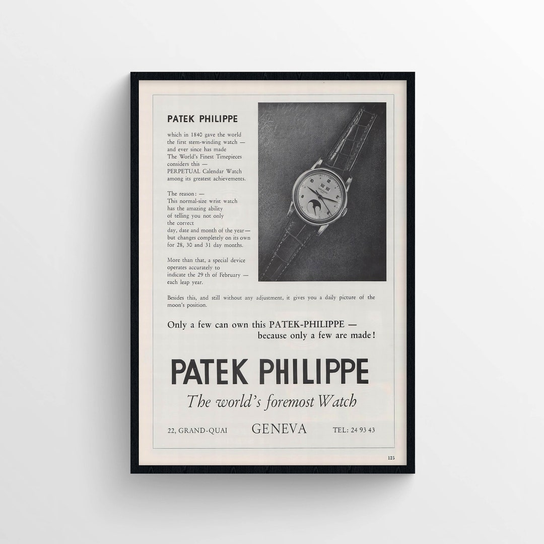 Patek Philippe Geneva Watch Advertising Poster, Vintage Design Magazine ...