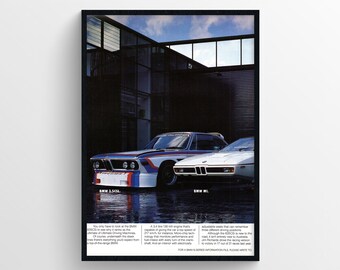BMW Advertising Poster, 90s BMW M-style Print, Vintage Design, Racing Ad Wall Art, Magazine ...