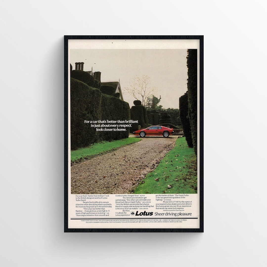 Lotus Advertising Poster, Sport Car 80s Style Print, Vintage Design ...
