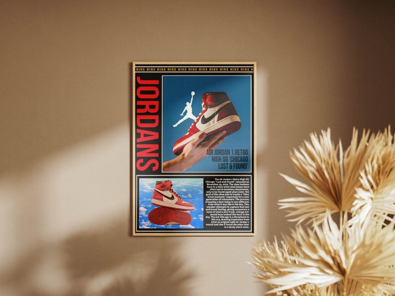 Nike Air Jordan 1 Advertising Poster, 90s Style Shoes Print, Vintage Ad ...