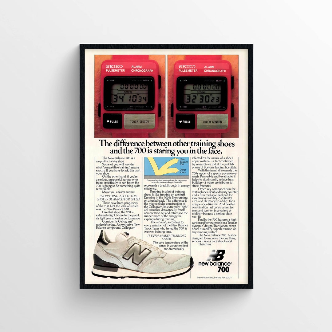 New Balance 700 Advertising Poster, 80s Style Shoes Print, Vintage Ad ...