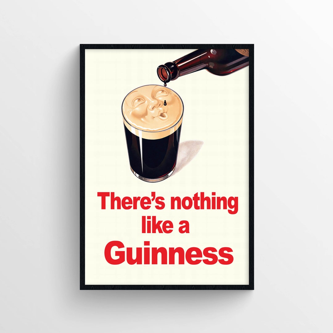 Guinness Stout Beer Advertising Poster, 80s Style Irish Print, Vintage ...