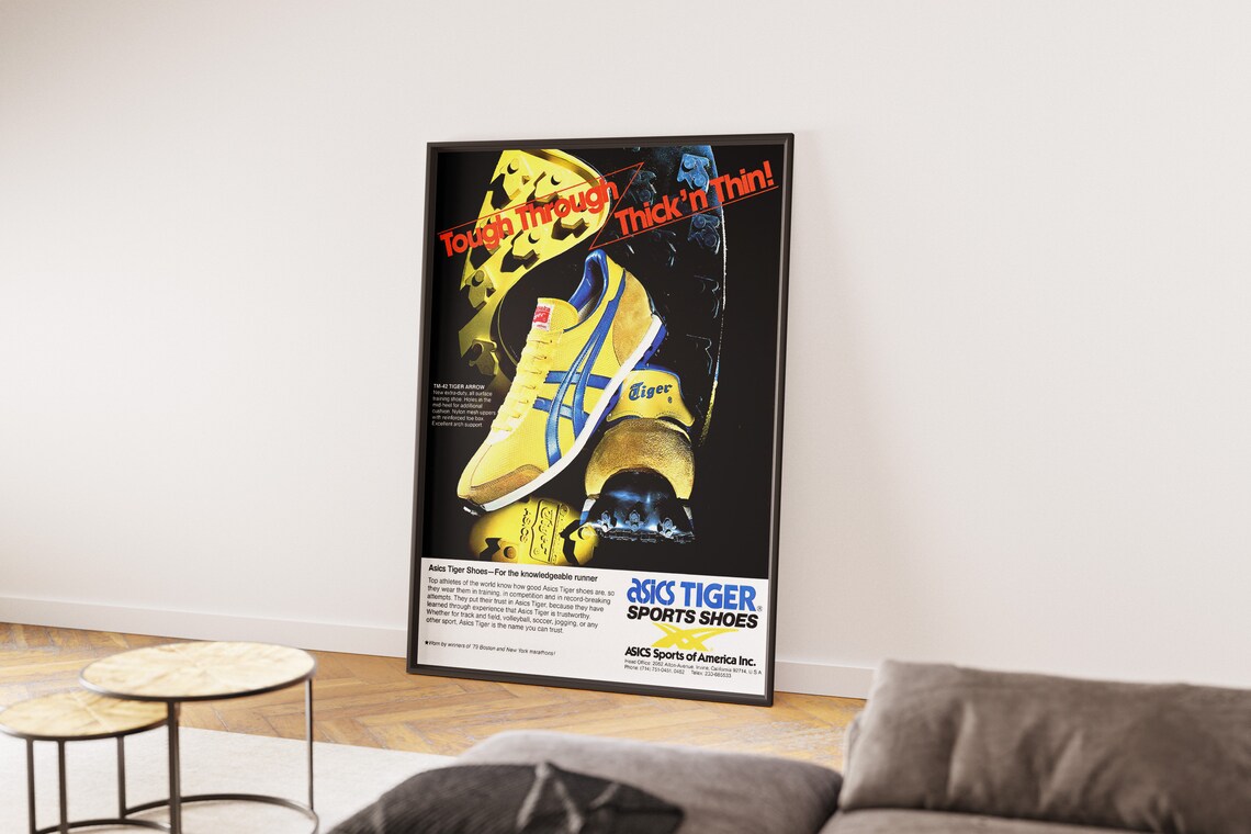 Asics TM 42 Arrow Advertising Poster, Shoes Ad Print Wall Art, Magazine ...