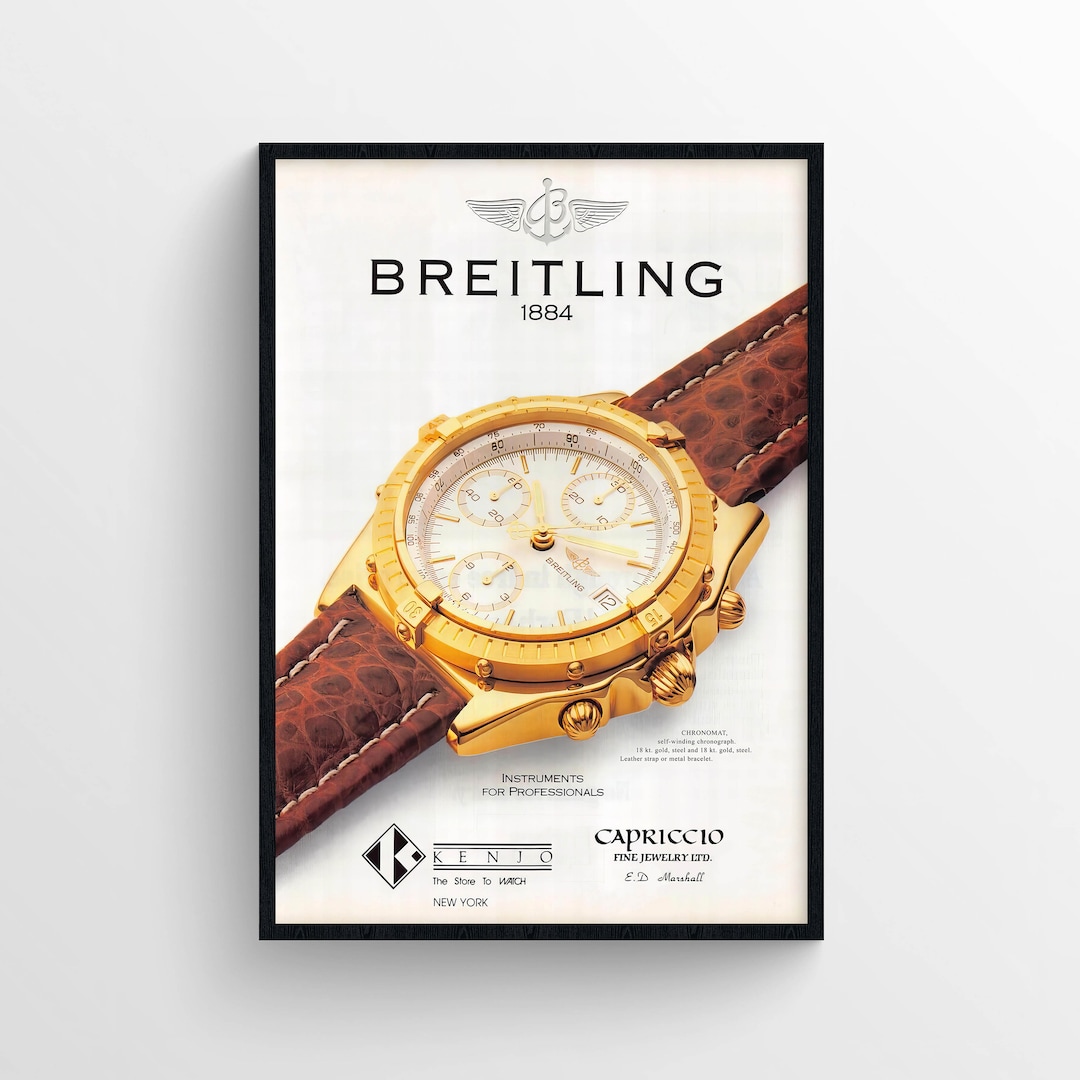 Breitling Watch Advertising Poster, Vintage Design 90's Swiss Print, Ad ...