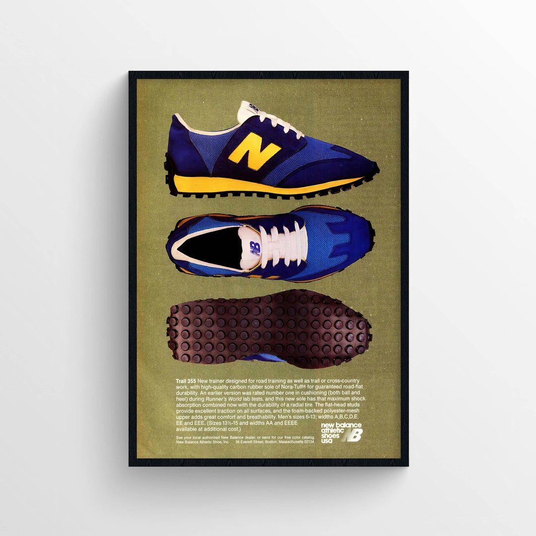 New Balance 355 Trail Advertising Poster, 80s Style Shoes Print ...