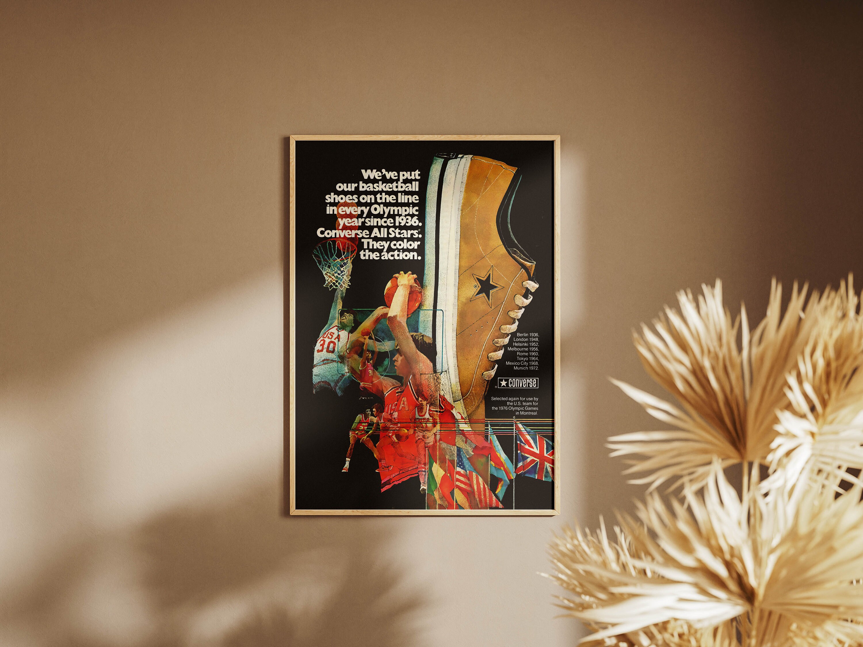 Converse Advertising Poster, 80s Basketball Style Shoes Print, Vintage ...