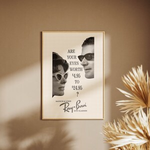 Ray Ban Advertising Poster, 60's Style Print, Ad Wall Art, Vintage ...