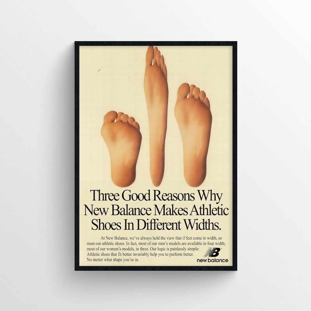 New Balance Advertising Poster, 90s Style Shoes Print, Vintage Ad Wall ...