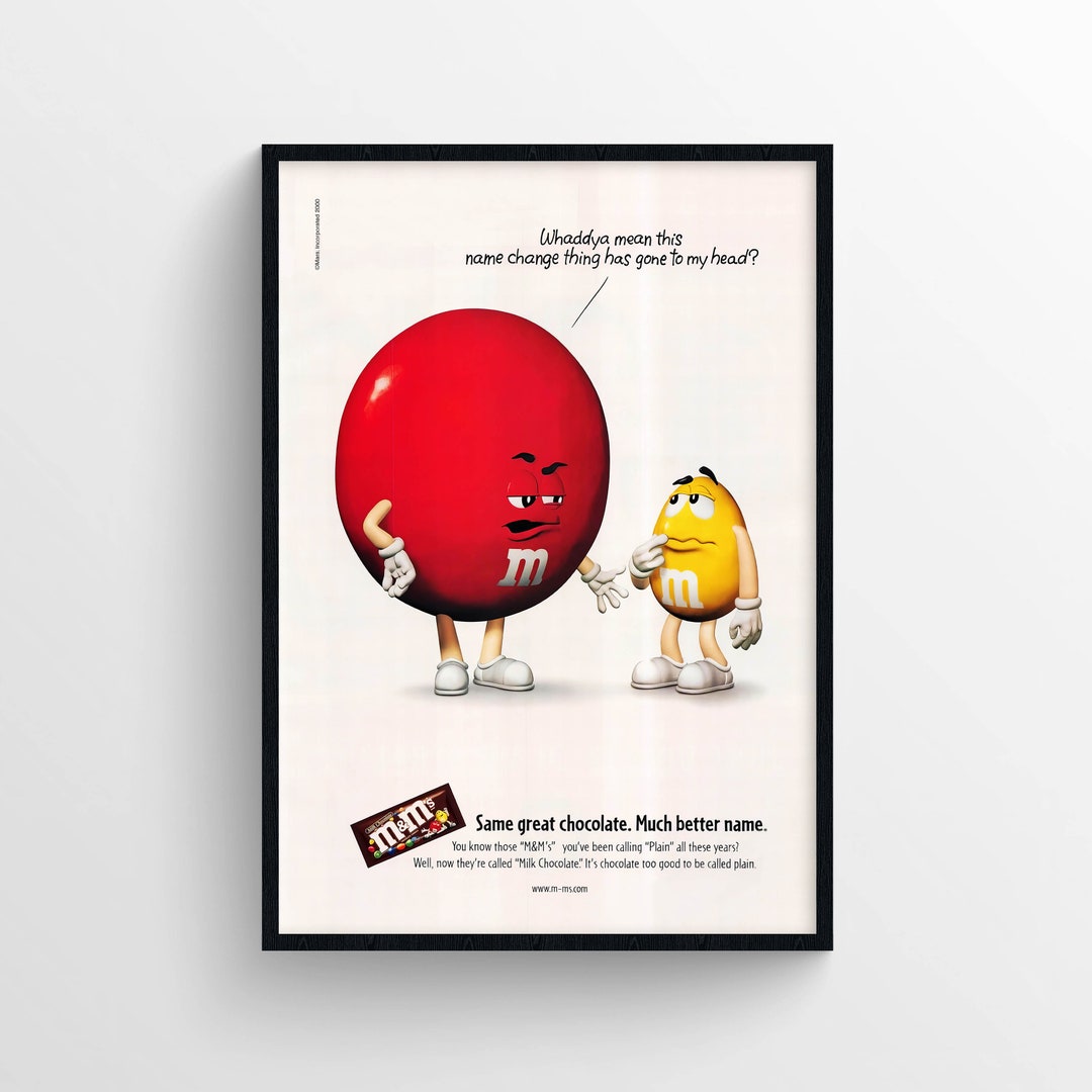 M&m's Advertising Poster, 90s Style Print, Vintage Design Ad Wall Art ...