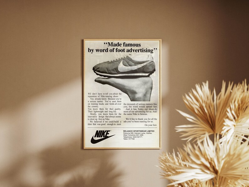 Nike Waffle Trainer 1980 Advertising Poster, 80s Style Shoes Print ...