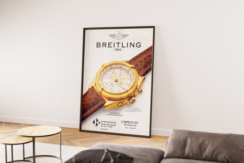 Breitling Watch Advertising Poster, Vintage Design 90's Swiss Print, Ad ...