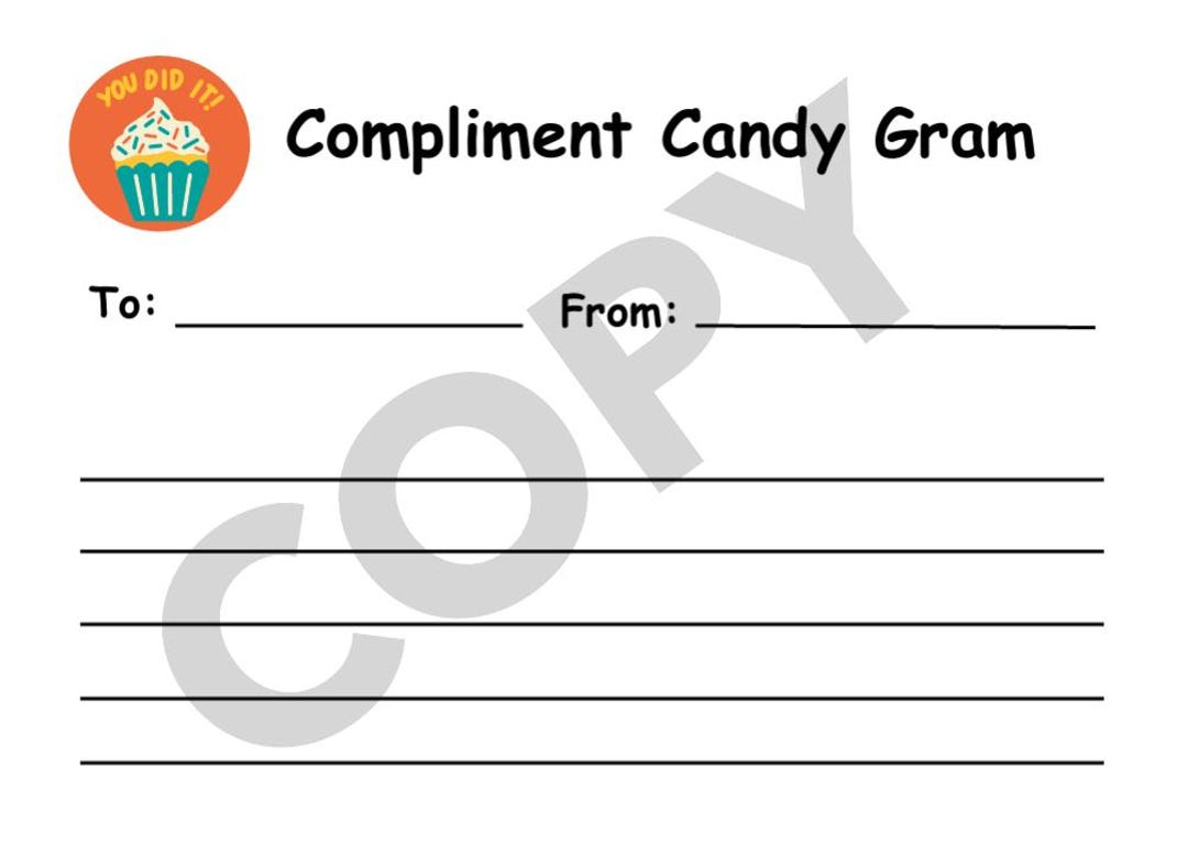 Compliment Card Candy Gram - Etsy