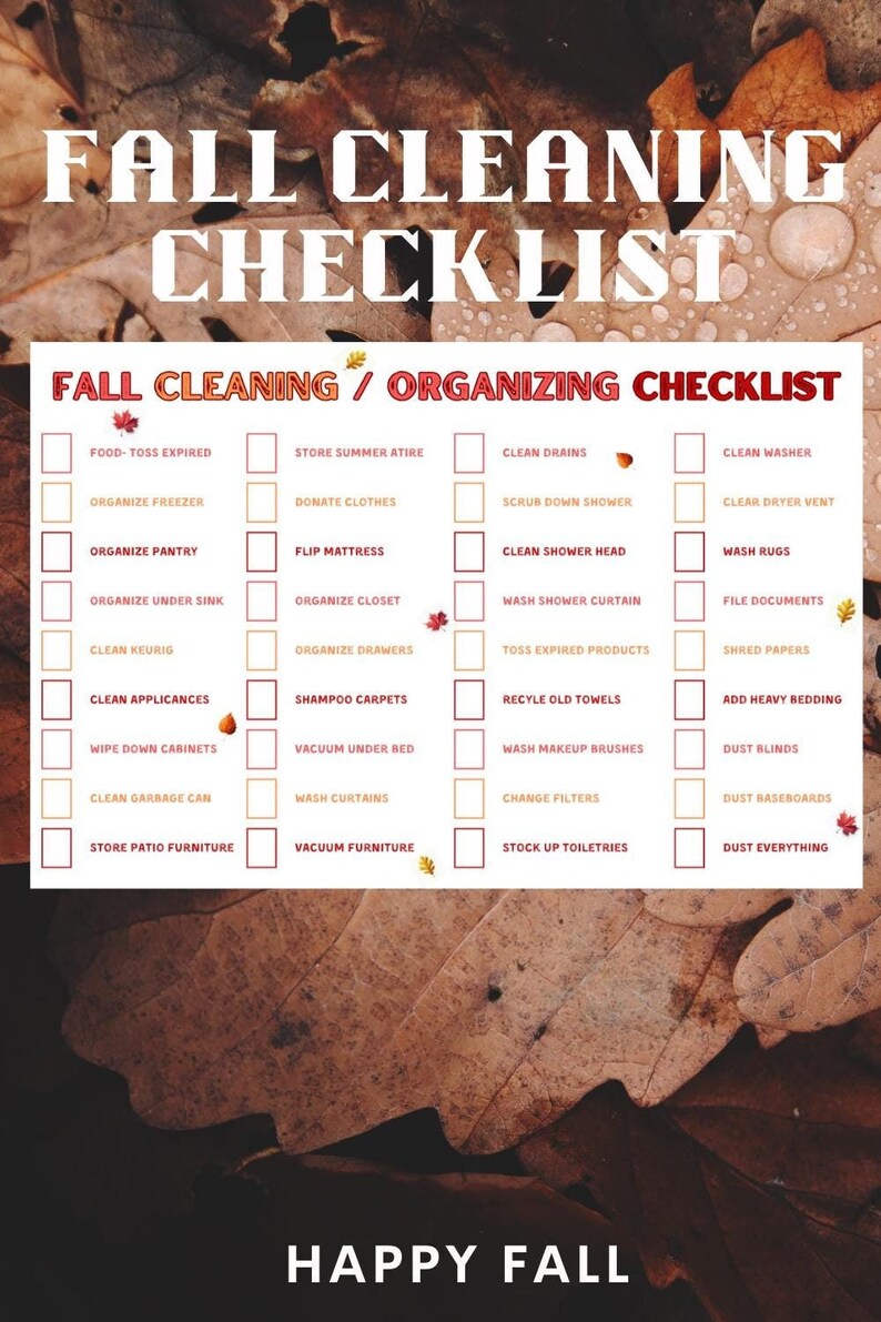 Fall Cleaning Checklist - Etsy