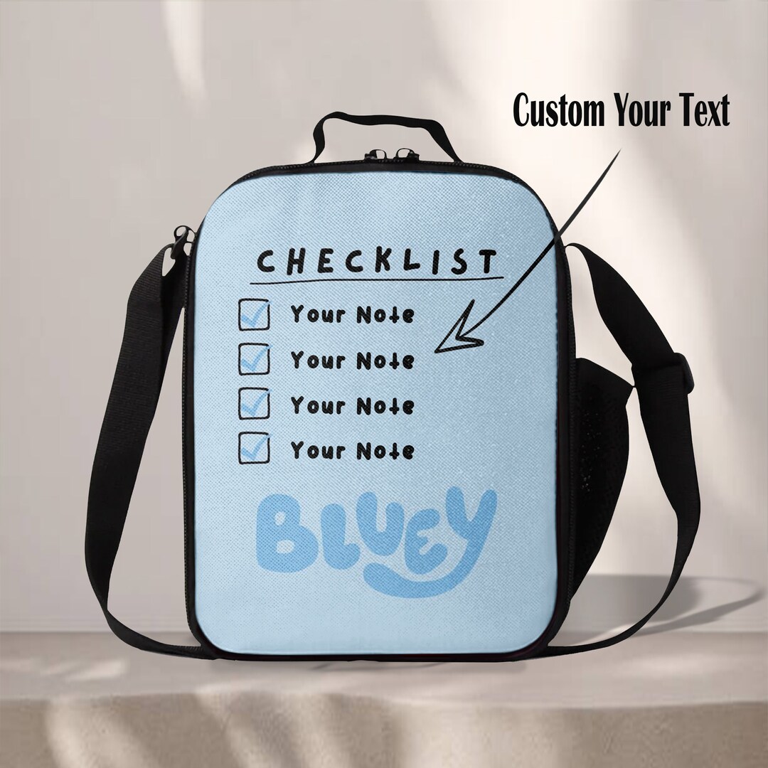 Custom Bluey Checklist Lunch Bag, Custom Bluey Notes Food Bag Gift ...