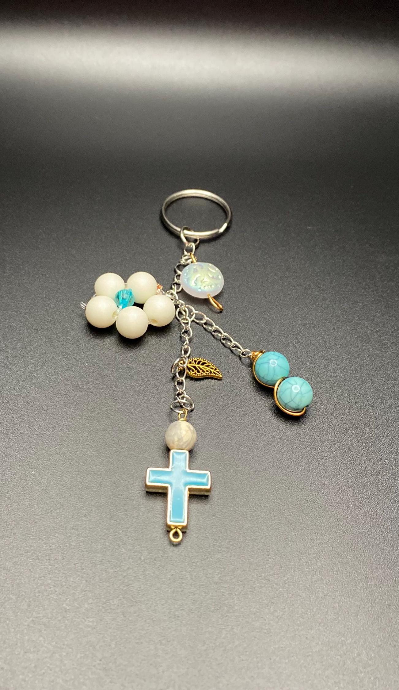 Blue and White Keychain - Etsy