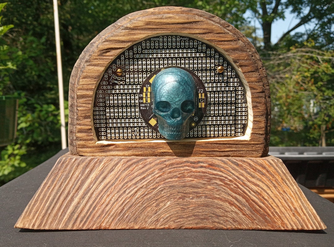 Distressed Wood Tombstone With Resin Skull & Circuit Board - Etsy