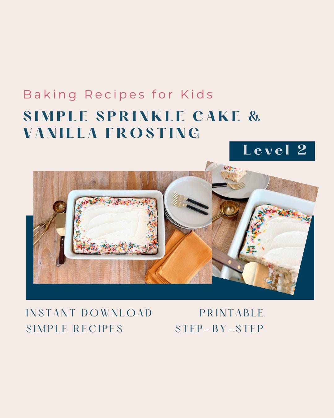 Easy Recipe for Kids - Simple Sprinkle Cake - Etsy