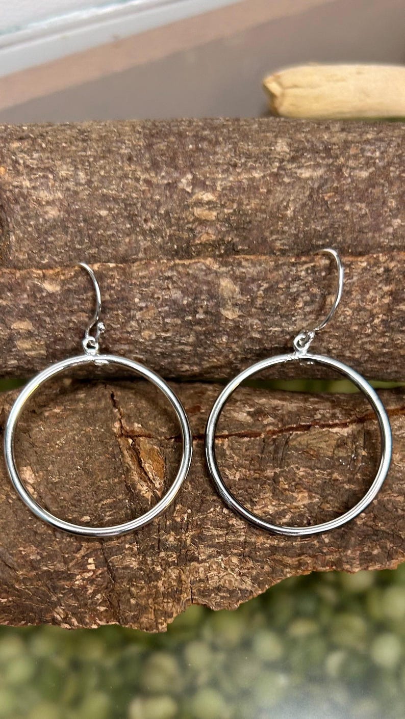 Handmade Sterling Silver Hoop Earrings, Polished Classic Hoops, Solid ...
