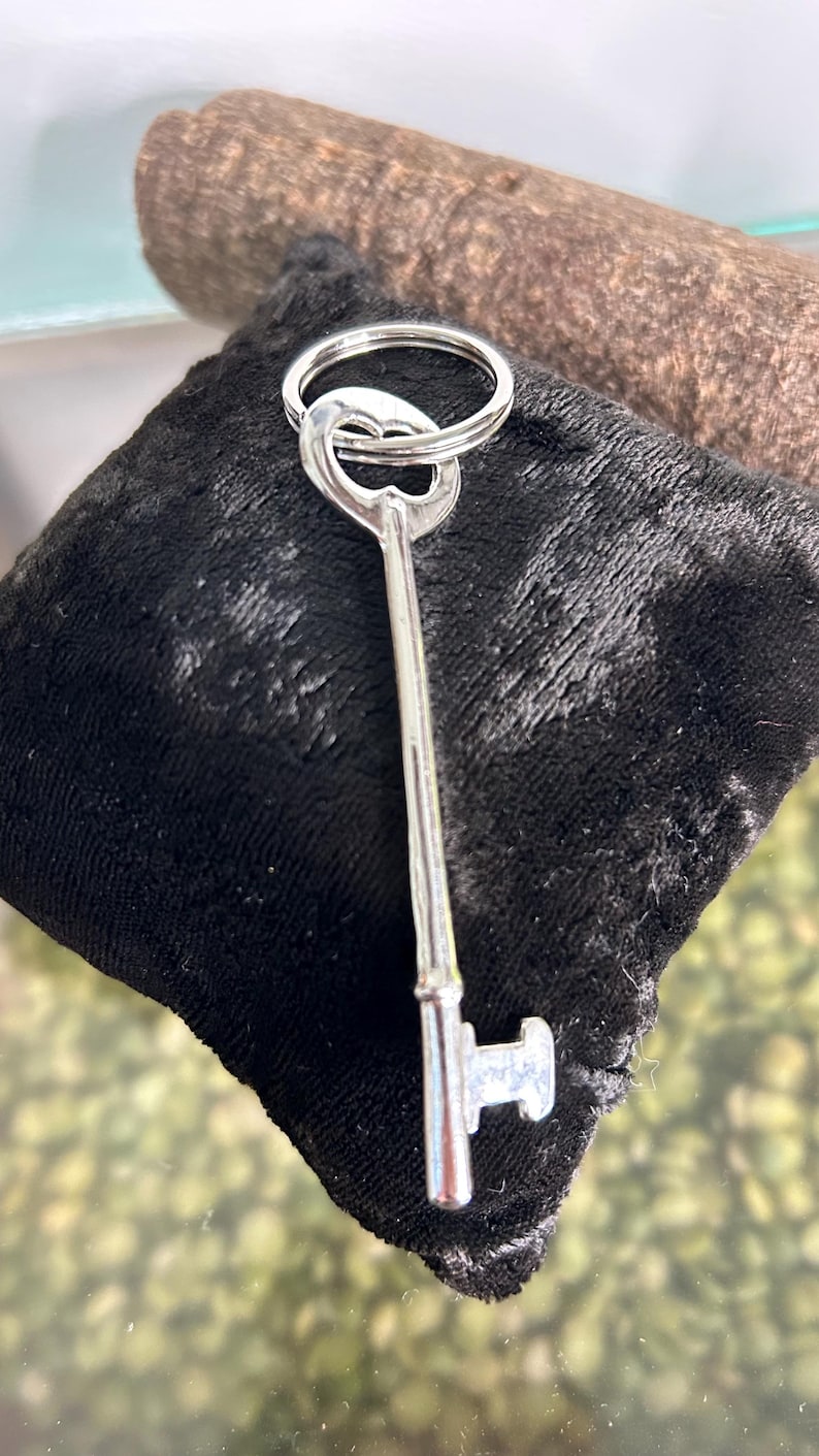 Polished Solid Silver Skeleton Key Keychain - Hand Cast Original ...