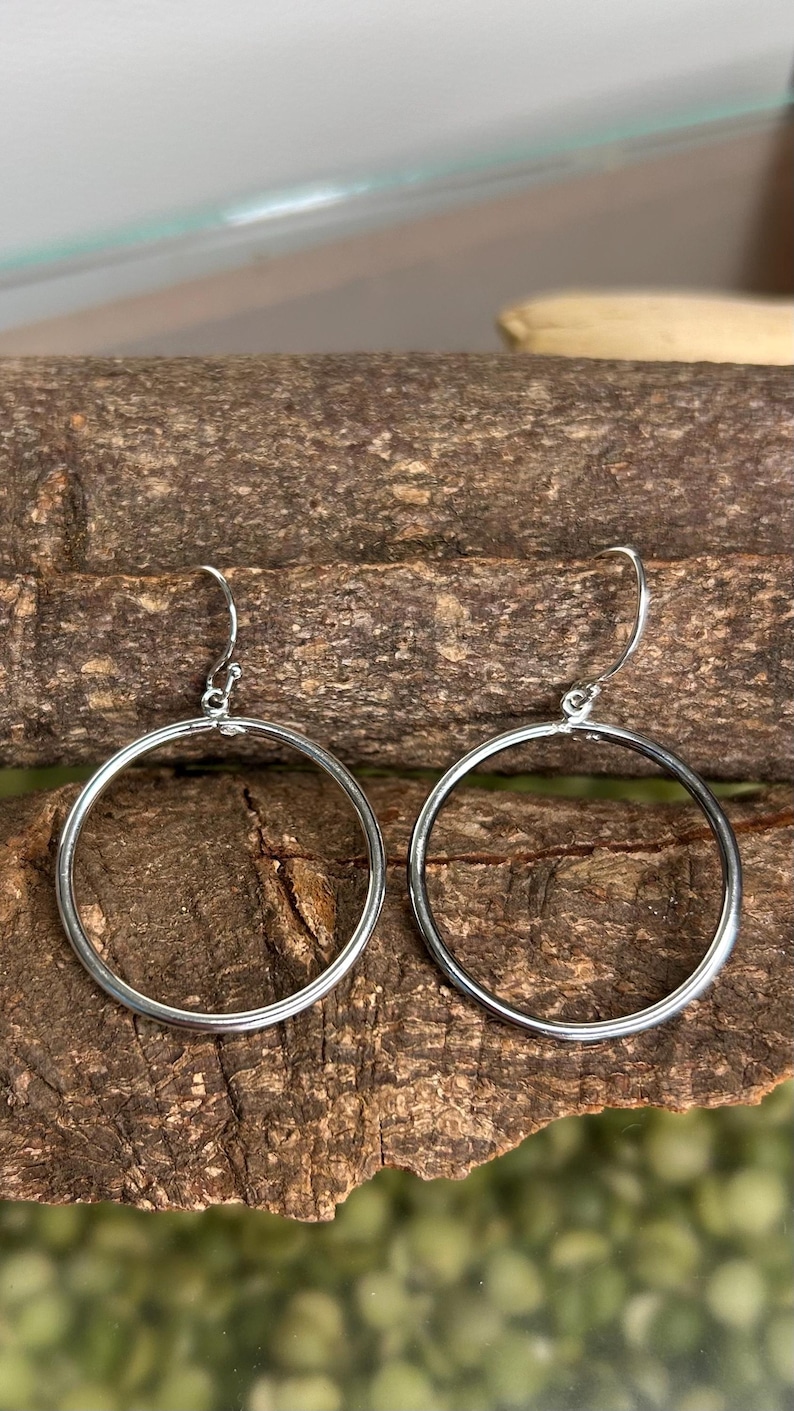 Handmade Sterling Silver Hoop Earrings, Polished Classic Hoops, Solid ...