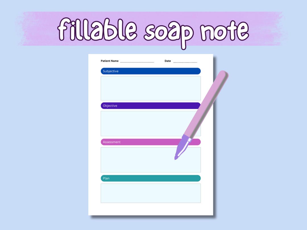Editable SOAP Note Fillable SOAP Note Medical & Therapist Documentation ...
