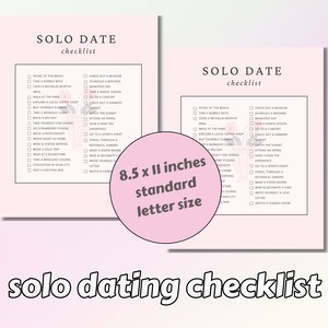 Solo Dating Checklist Solo Date Ideas - Etsy