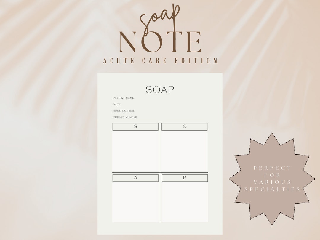 Acute Care SOAP Note Therapist Template Quick Download - Etsy