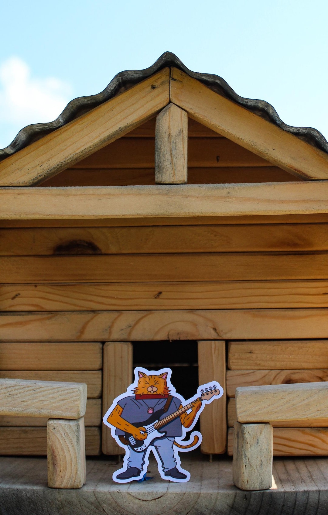 Cat Playing Bass-vinyl Sticker - Etsy