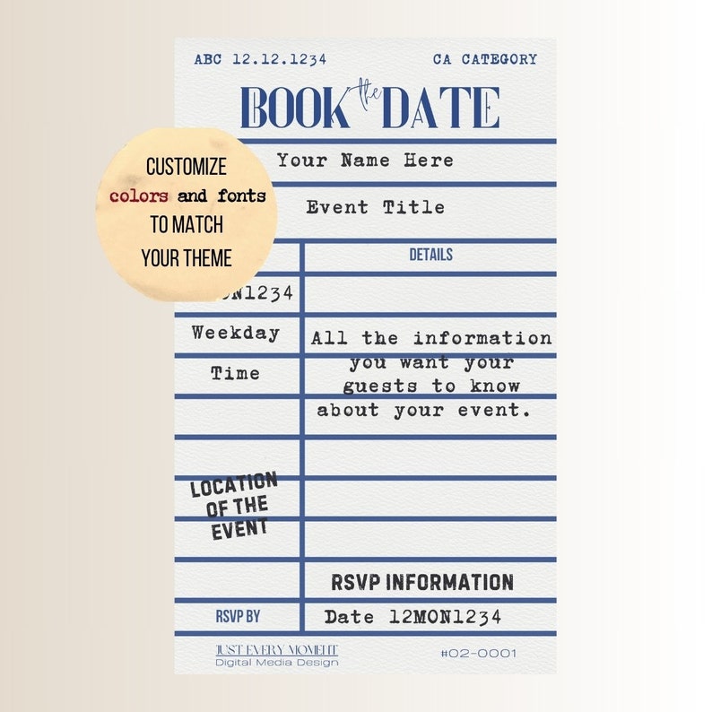 Customizable "book This Date" Library Due Date Invitation - Perfect for ...