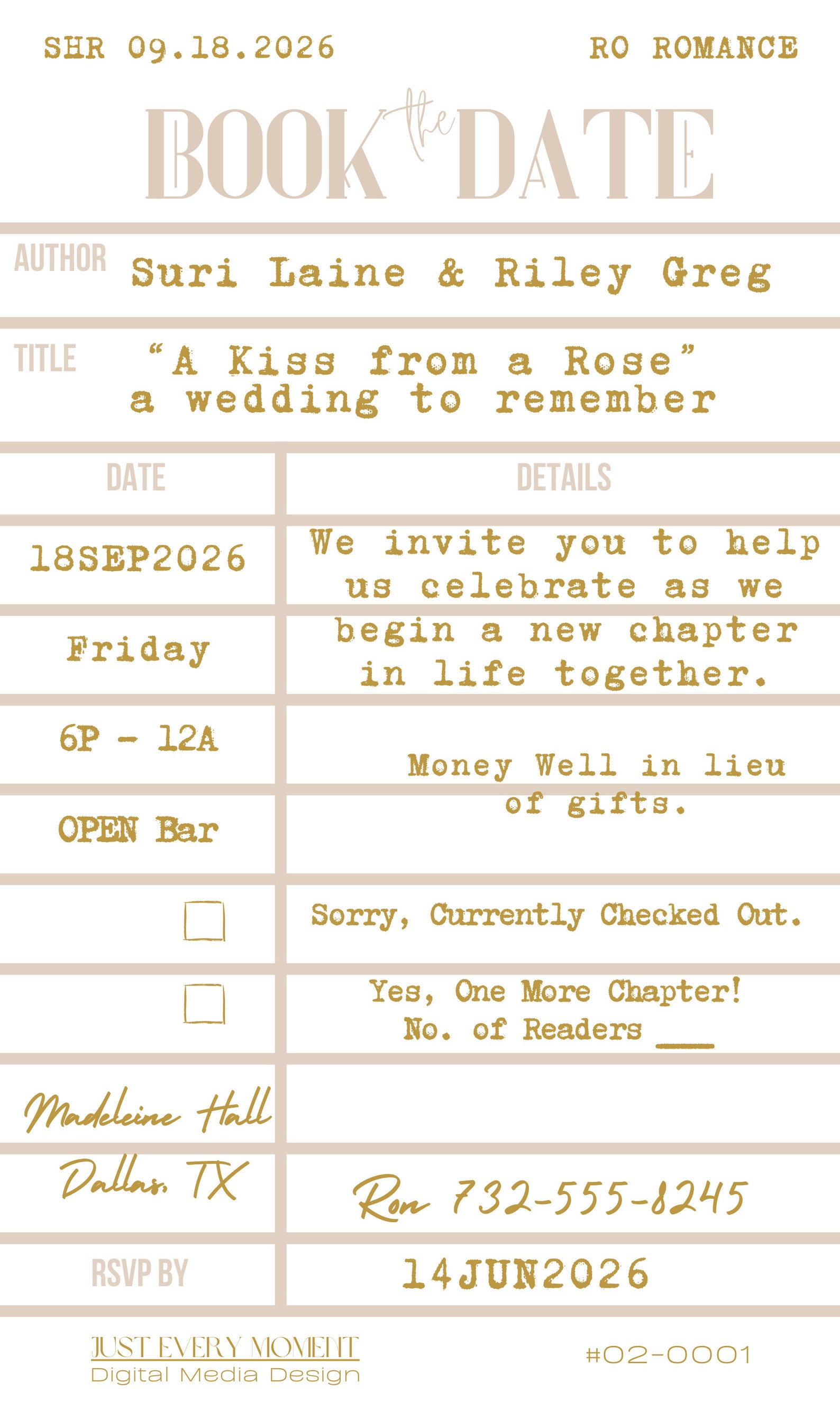 Customizable "book This Date" Library Due Date Invitation - Perfect for ...