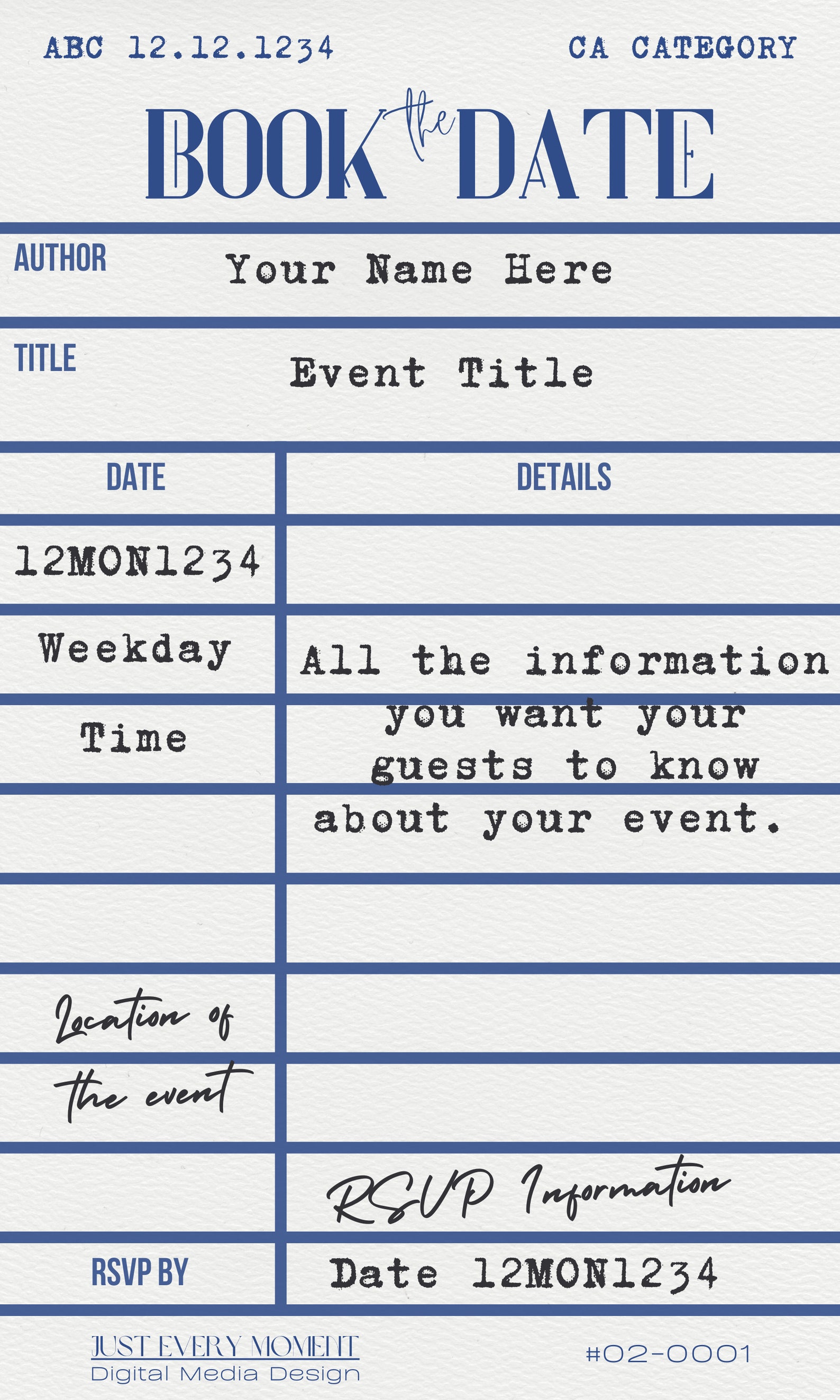 Customizable "book This Date" Library Due Date Invitation - Perfect for ...