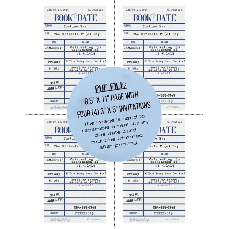 Customizable "book This Date" Library Due Date Invitation - Perfect for ...