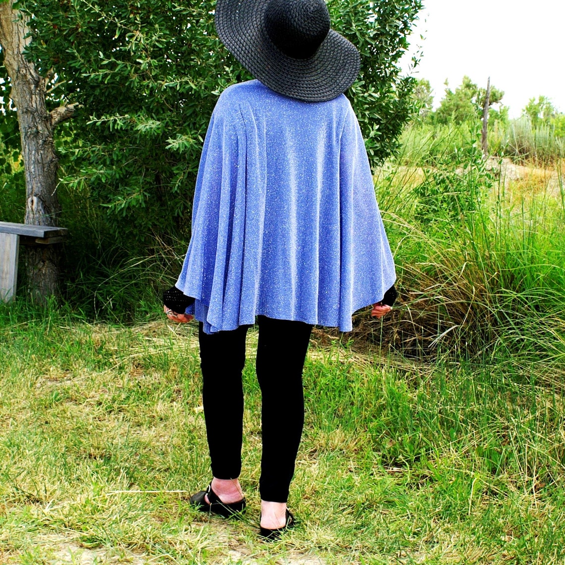 Blue Shawl Ruana Cape Caftan Wrap Kimono Beach | Etsy