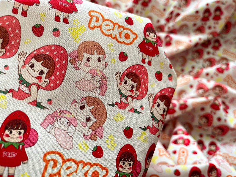 5746 Milky Peko Poko Peko-chan Girl Strawberry Fruit Cotton - Etsy