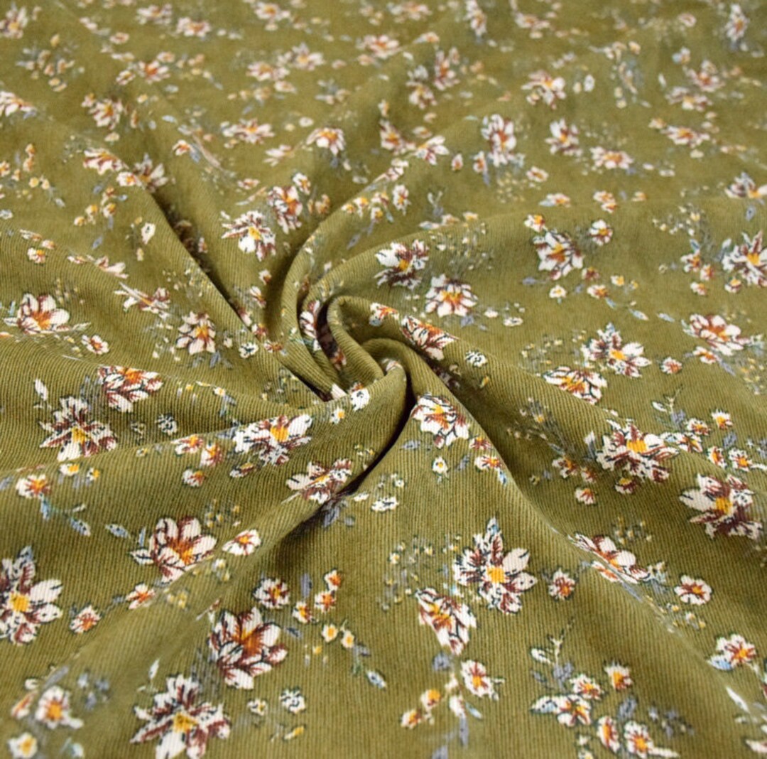 5254 - Chic Flower Floral Corduroy Fabric - 59 Inch (width) X 1/2 Yard ...