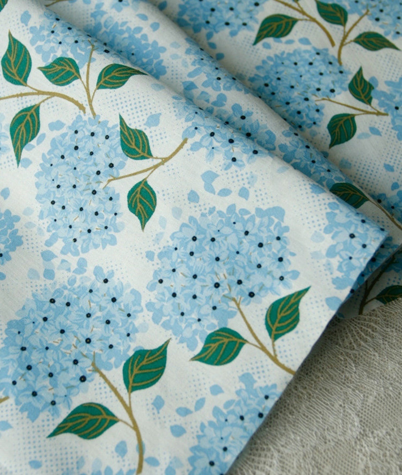5984 - Chic Blue Hydrangea Flower Floral Poplin Cotton Fabric - 57 Inch ...