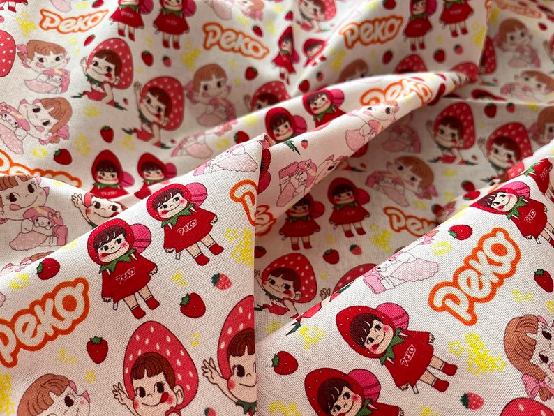 5746 Milky Peko Poko Peko-chan Girl Strawberry Fruit Cotton - Etsy