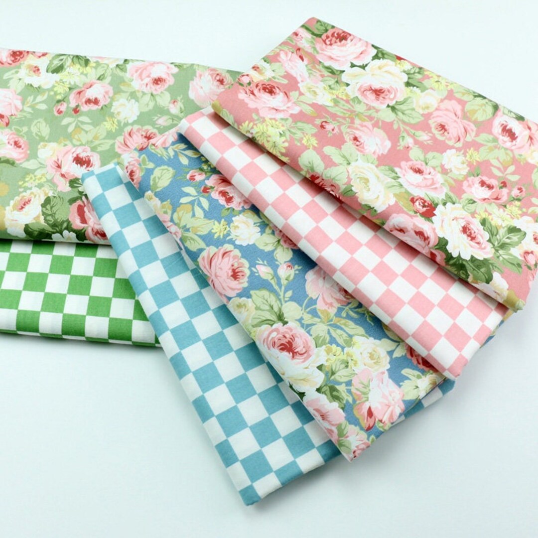 5740 - Cottage Chic Peony Rose Flower Floral & Square Cotton Fabric ...