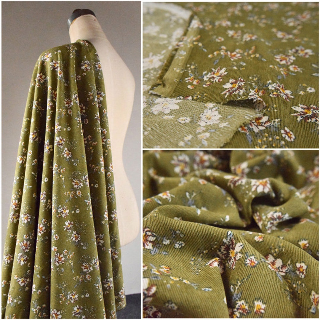 5254 Chic Flower Floral Corduroy Fabric 59 Inch width X 1/2 Yard length ...