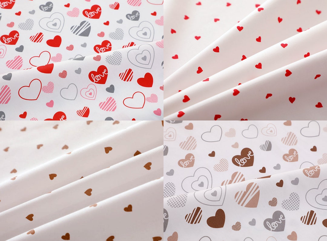 6099 Valentine's Day Love Red Pink Brown Heart Cotton Fabric 62 Inch ...