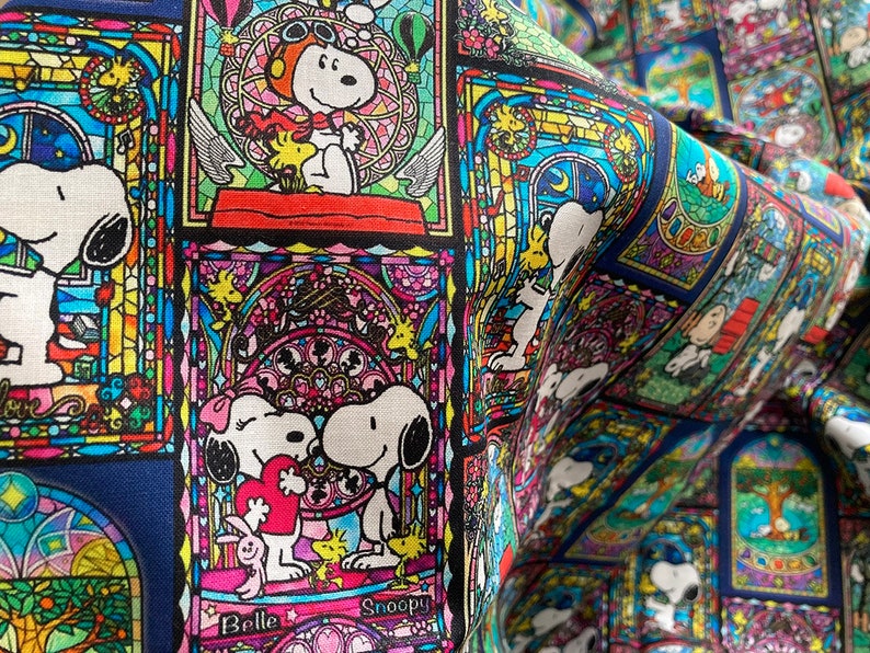 5346 Peanuts Snoopy Mosaic Floral Stained Glass Window Art - Etsy