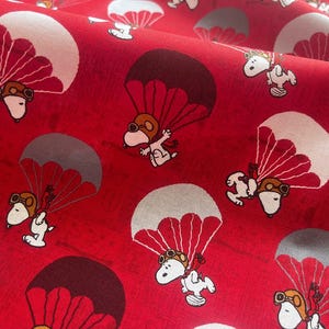 6187 - Snoopy Pilot Sky Diving Parachute Jumping Cotton Fabric - 43 ...