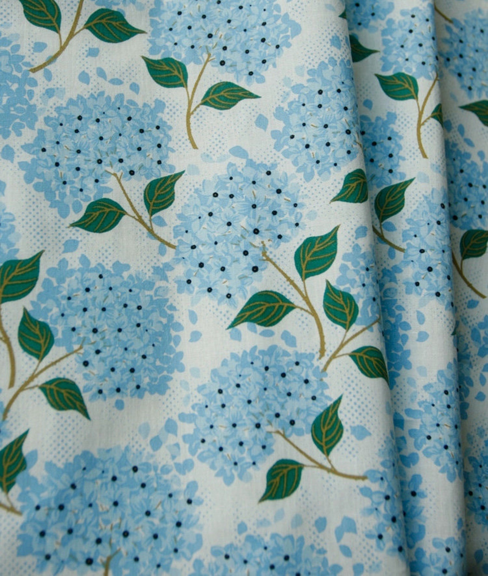 5984 - Chic Blue Hydrangea Flower Floral Poplin Cotton Fabric - 57 Inch ...