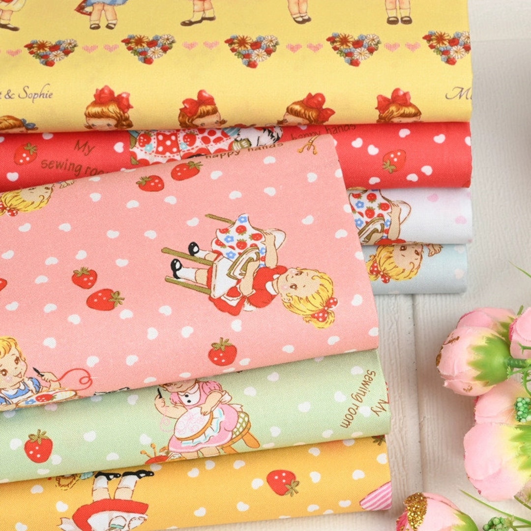 5952 - Retro Chic Girl Sewing Cotton Fabric - 43 Inch (width) X 1/2 ...