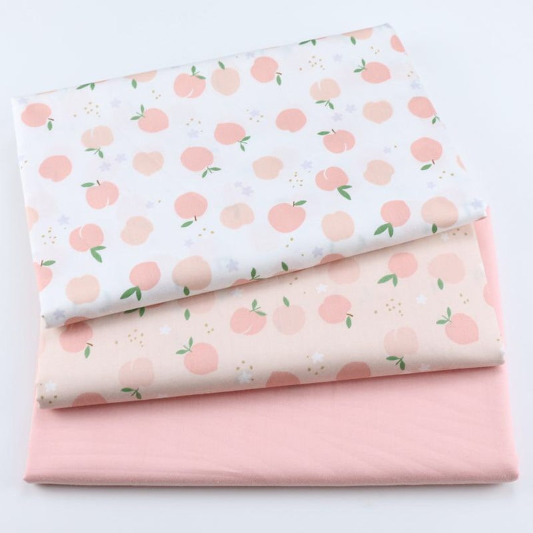 4907 - Peach Fruit Floral Cotton Fabric - 62 Inch (width) X 1/2 Yard ...
