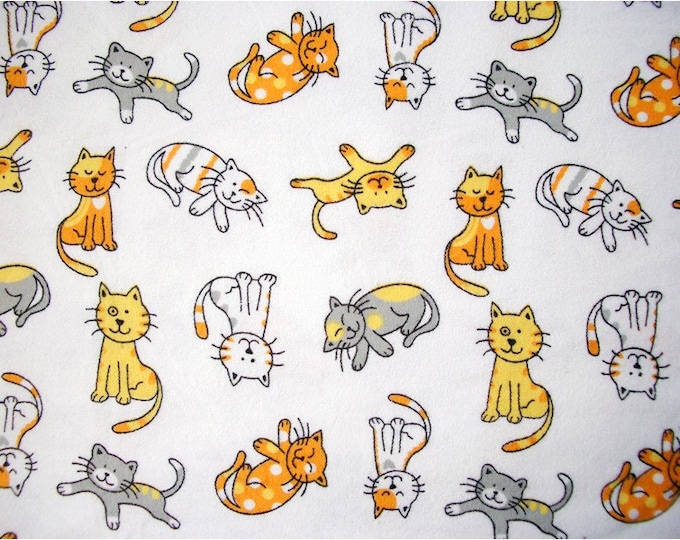 2394 - Kawaii Cat Kitty Flannel Cotton Fabric - 42 Inch (width) X 1/2 ...